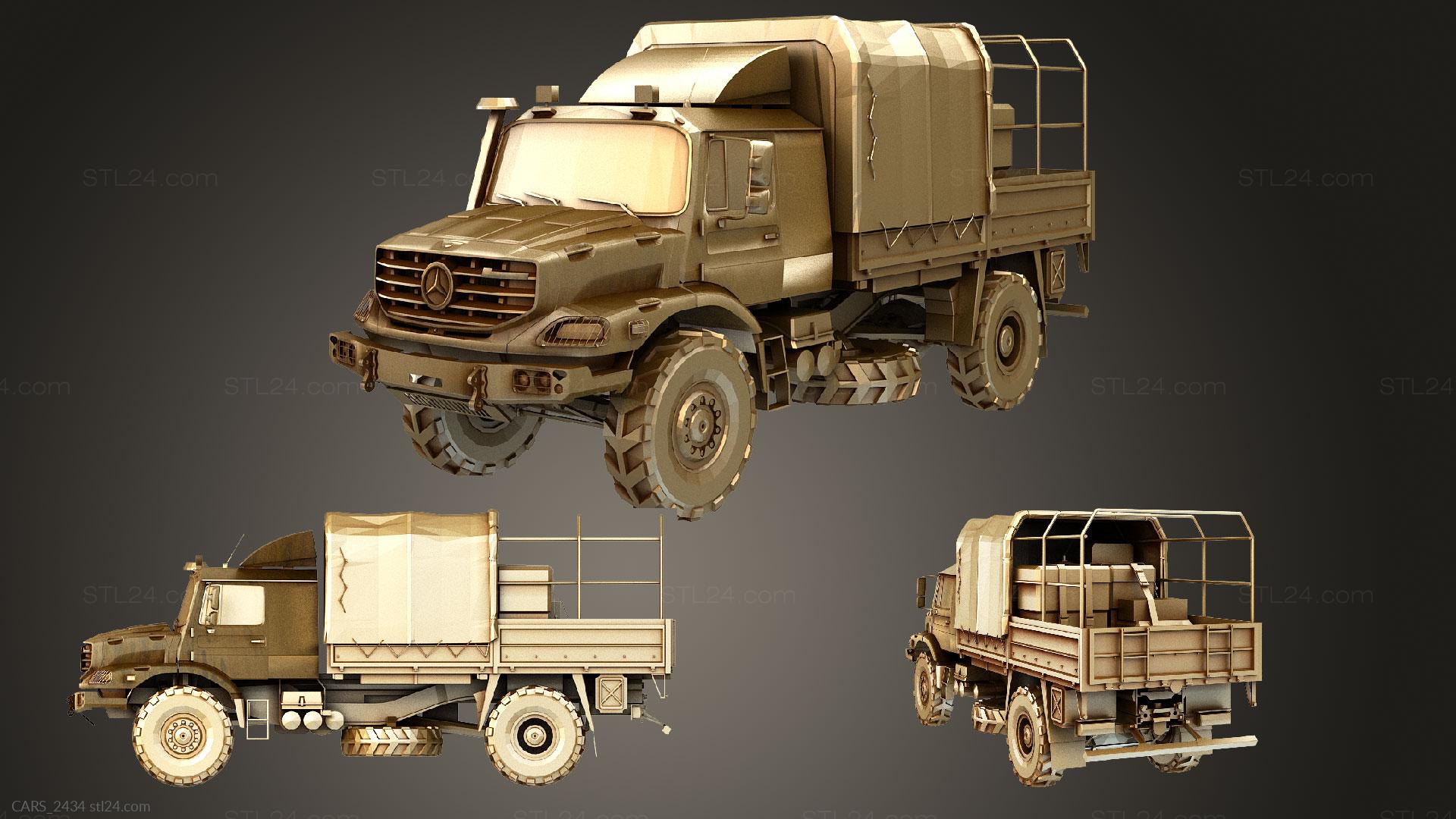 Vehicles - Mercedes Army, CARS_2434. 3D stl model for CNC